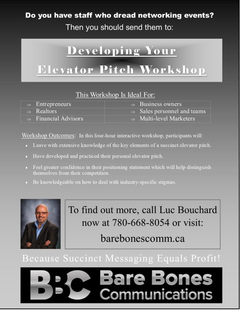 Developing Your Elevator Pitch Poster for Managers - Bare Bones ...